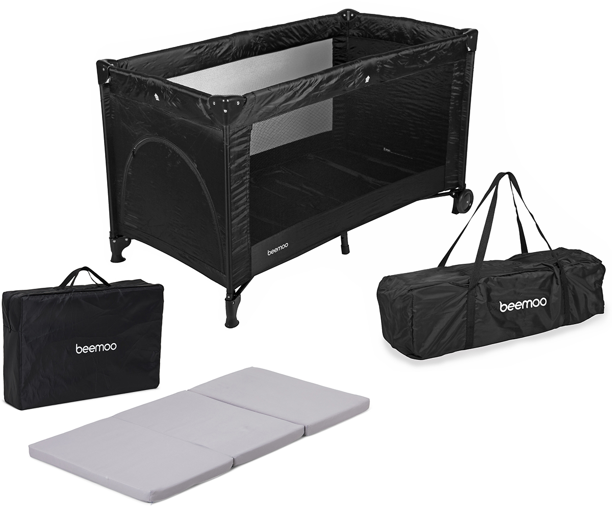 Köp Beemoo CARE Lux Resesäng inkl. Madrass, Black/Grey