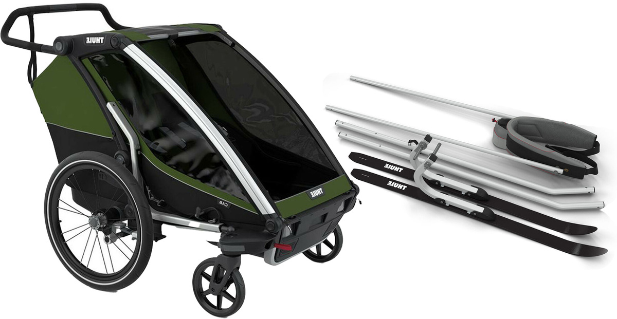 Köp Thule Chariot Cab 2 Cykelvagn inkl. Skid- & Vandringskit, Cypress Green
